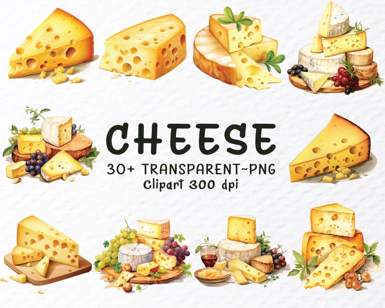 Cheese Png Clipart | Watercolor Cheese Png, Food Cheese Decal Clip Art ...