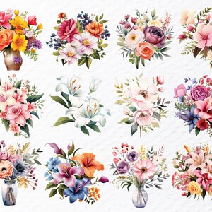 Watercolor Flower Clipart Bundle: Floral PNG Files (digital Download ...