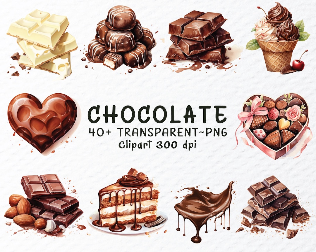 Watercolor Chocolate Clipart Bundle: Melted Chocolate PNG Files ...