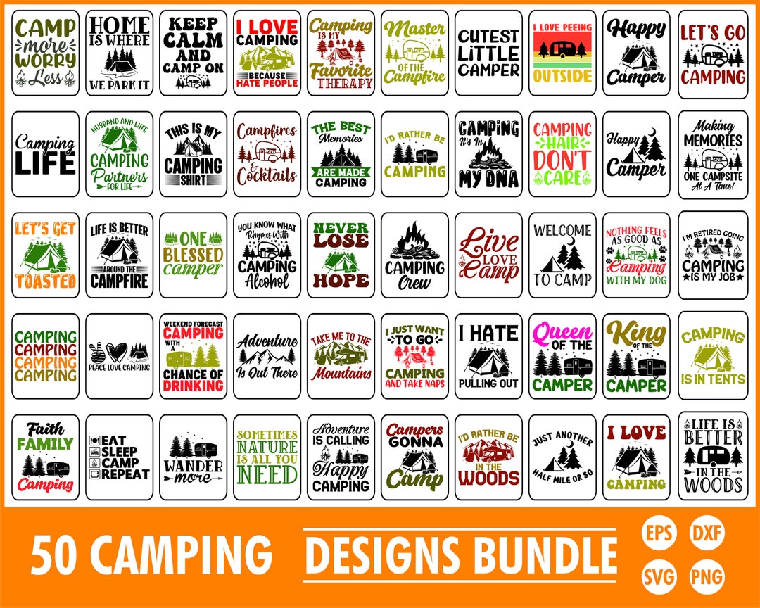 Camping SVG Bundle, Camping Png Bundle, Dxf Bundle, Eps Bundle, Camping ...
