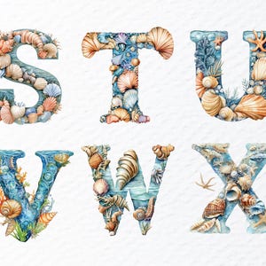 Watercolor Seashell Alphabet Clipart Bundle (PNG Files) - Etsy