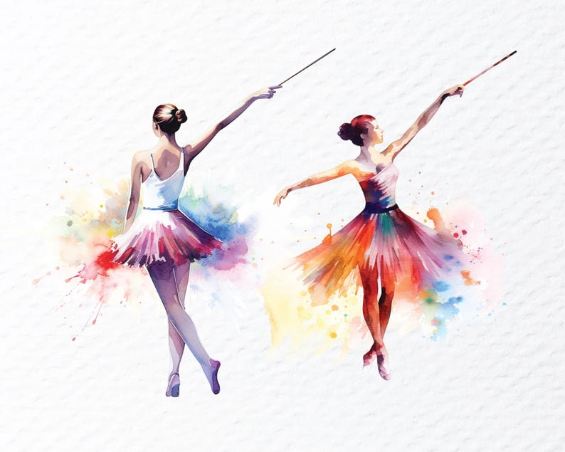 Watercolor Baton Twirling PNG Clipart Bundle (digital Download) - Etsy