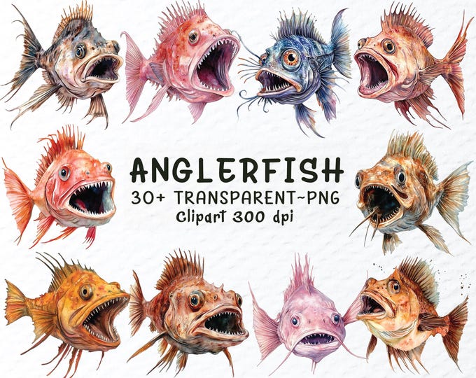Ocean Anglerfish Deep Sea Fish SVG PNG Clipart | Sublimation ...
