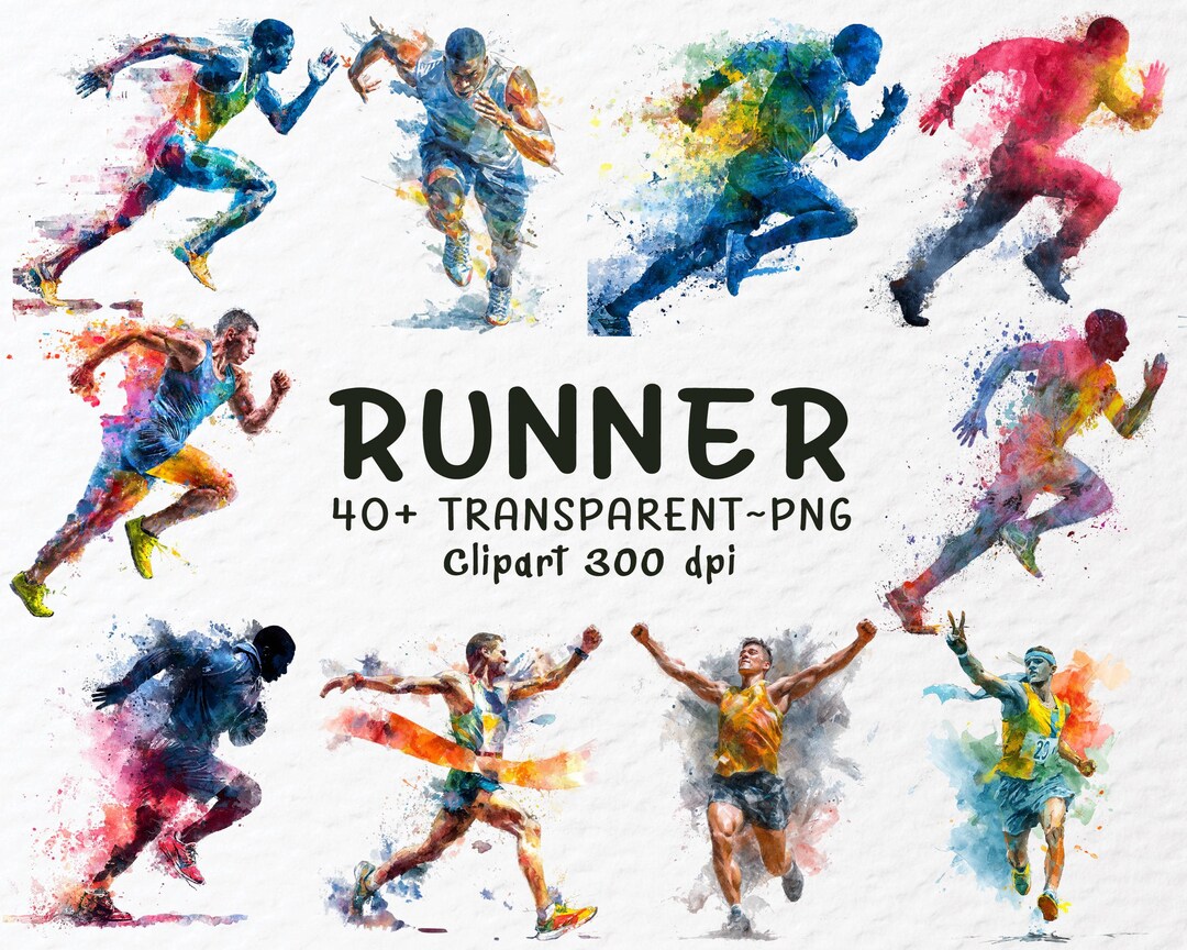 Runner Clipart Bundle, Running Athlete PNG, Marathon Jogging Sport ...
