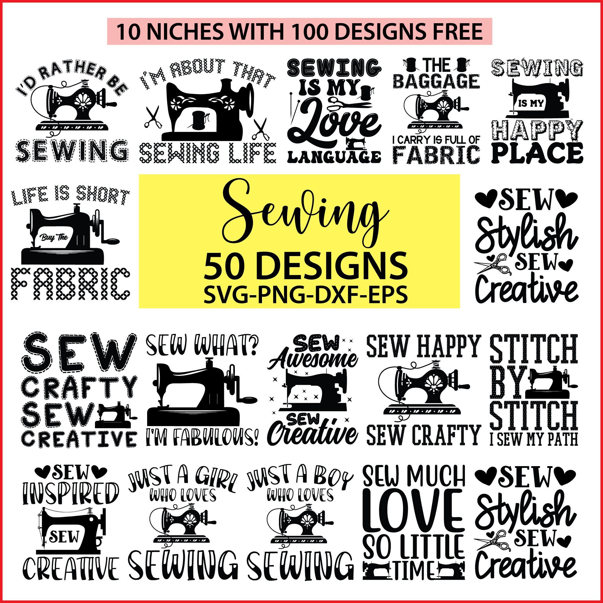 Sewing SVG Designs Bundle, Sewing Png Design, Sewing Machine Svg Png ...