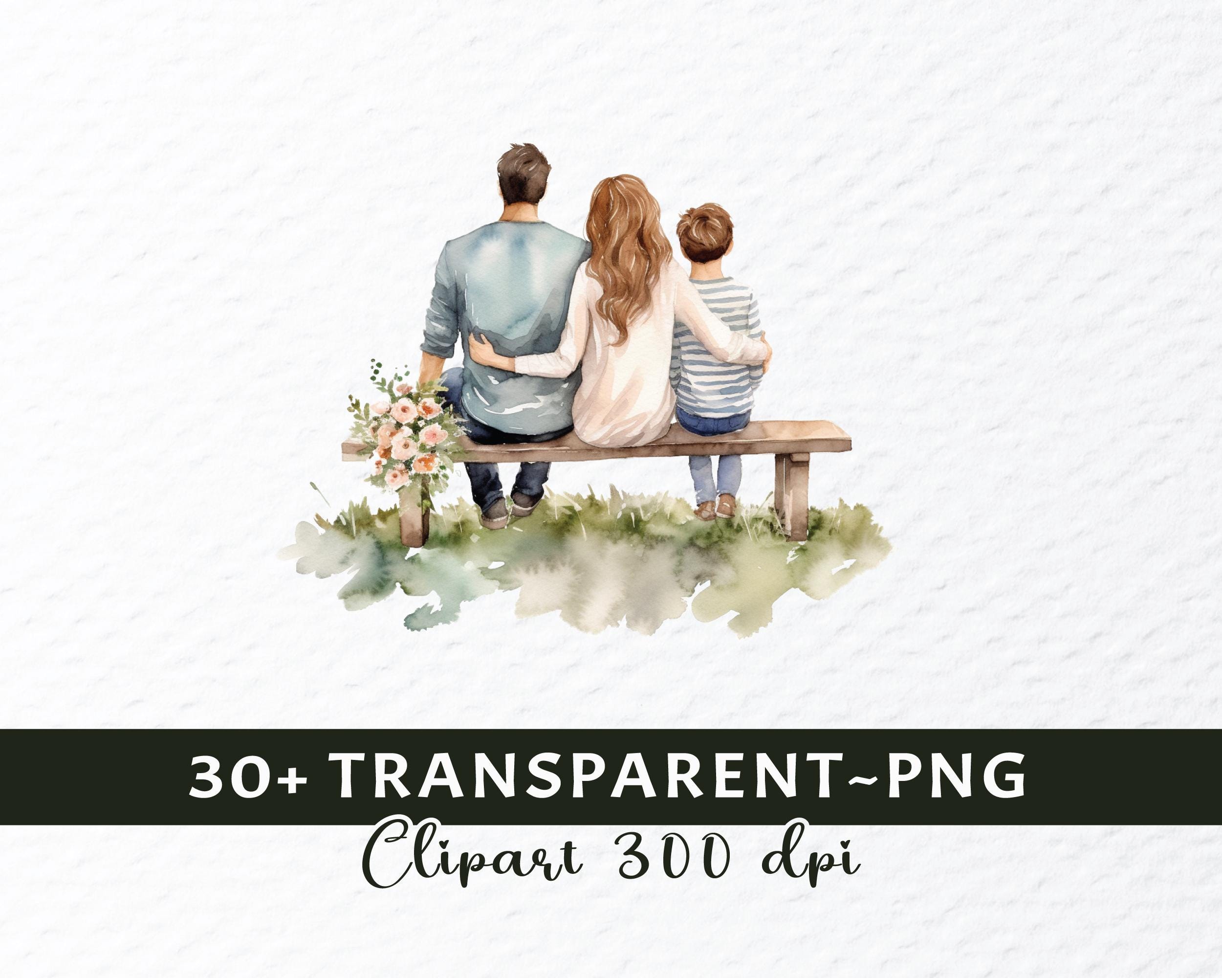 Watercolor Family Clipart Bundle: Transparent PNG Files (1024x1024px ...