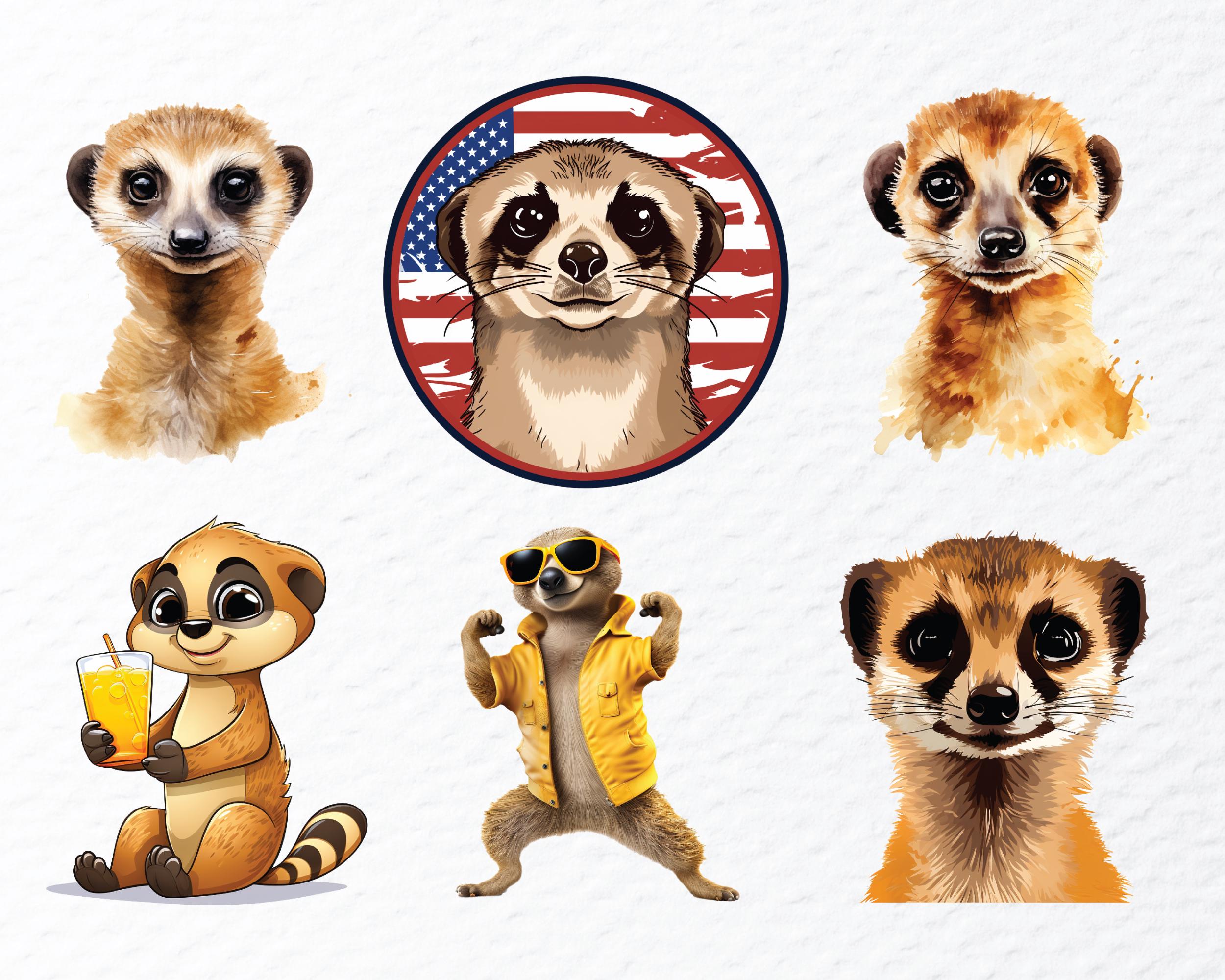 Meerkat Png Clipart Bundle, Watercolor Meerkat Png Files, Safari Animal ...
