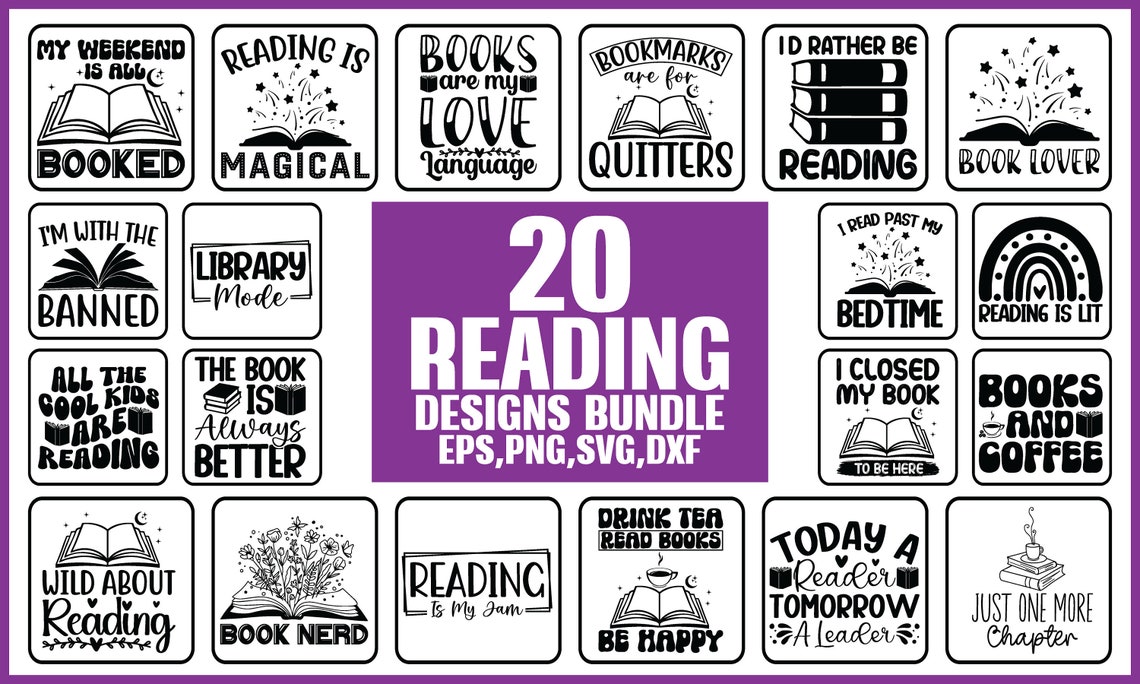 Reading SVG Bundle, Book Lovers Svg, Librarian Svg, Book Quotes Svg ...