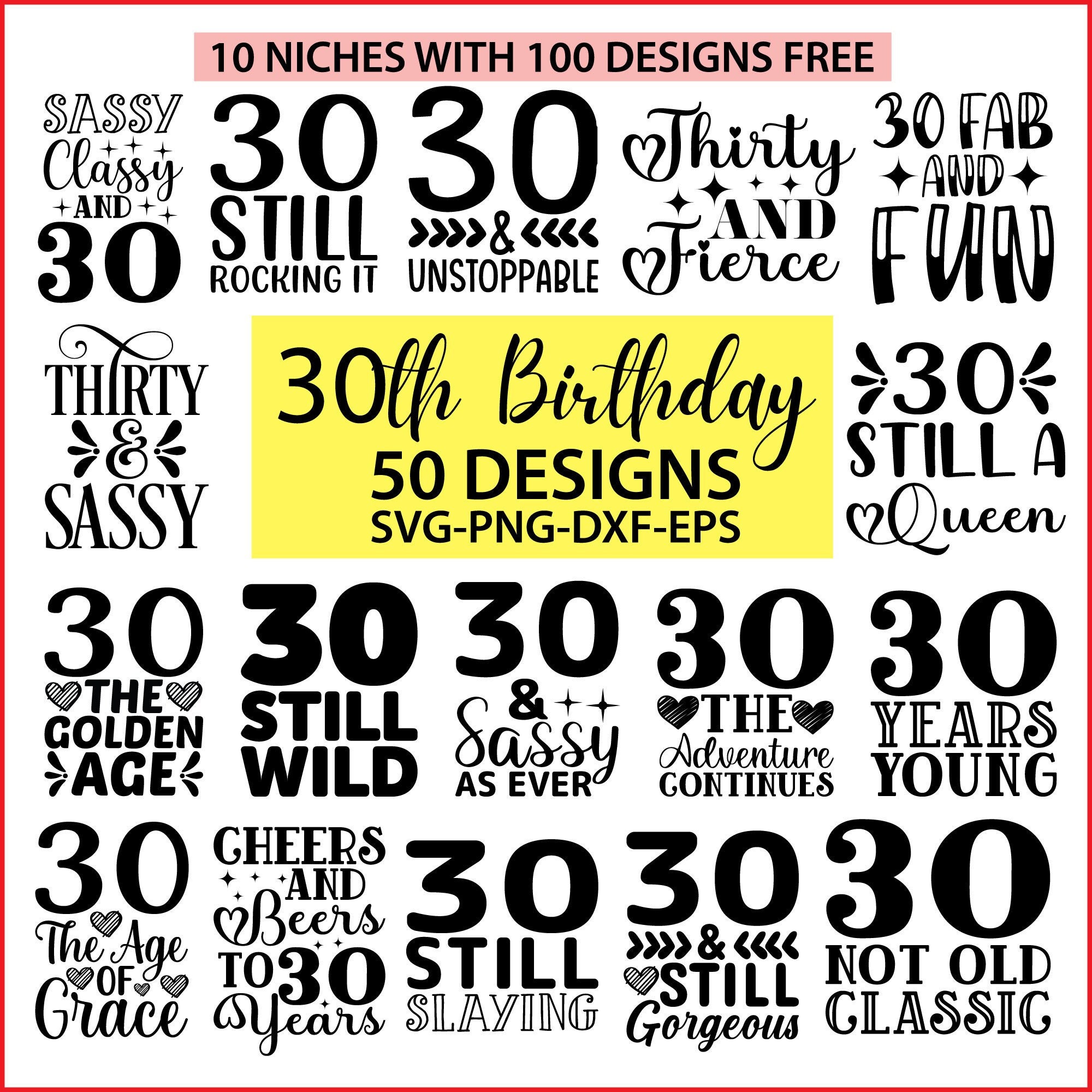 30th Birthday SVG Designs Bundle Women and Men, 30th Birthday PNG Files ...