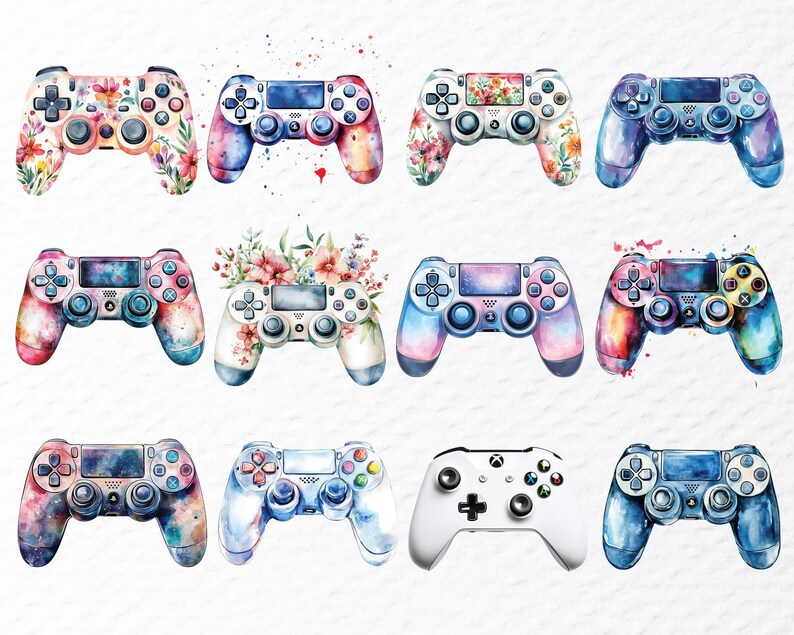 Watercolor Controller Png Clipart Bundle, Game Controller Png Files ...