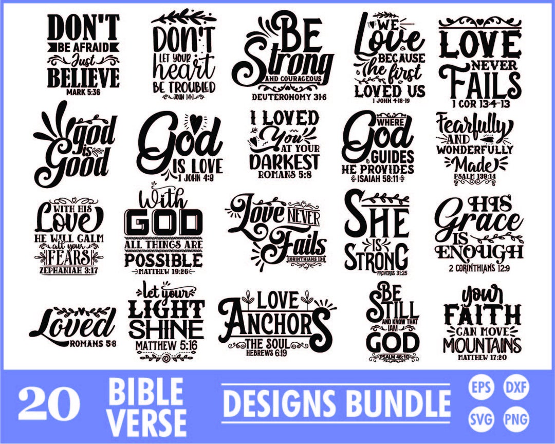 Bible Quotes Design Bundle, Bible Svg Bundle, Bible Lovers Design Set ...