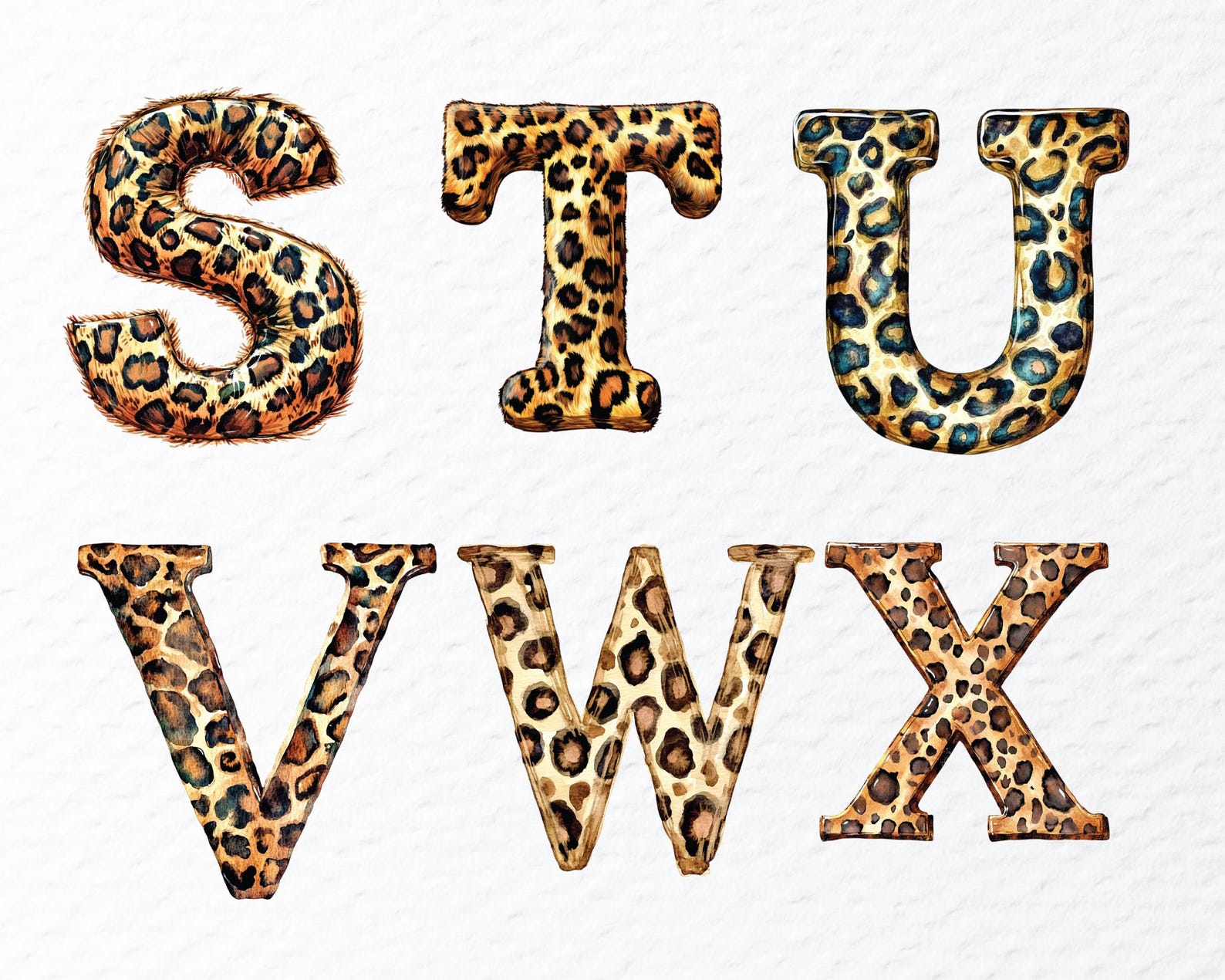 Watercolor Leopard Alphabet PNG Clipart Bundle (digital Download) - Etsy