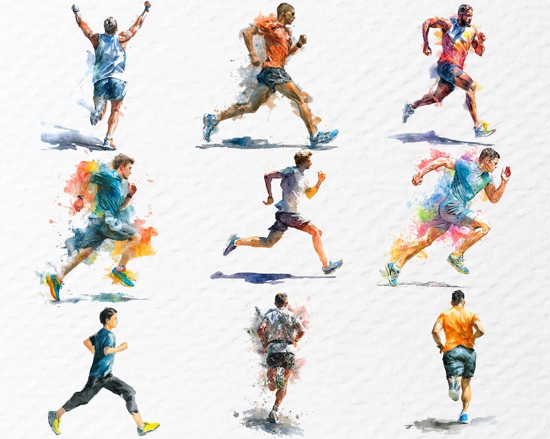 Runner Clipart Bundle, Running Athlete PNG, Marathon Jogging Sport ...