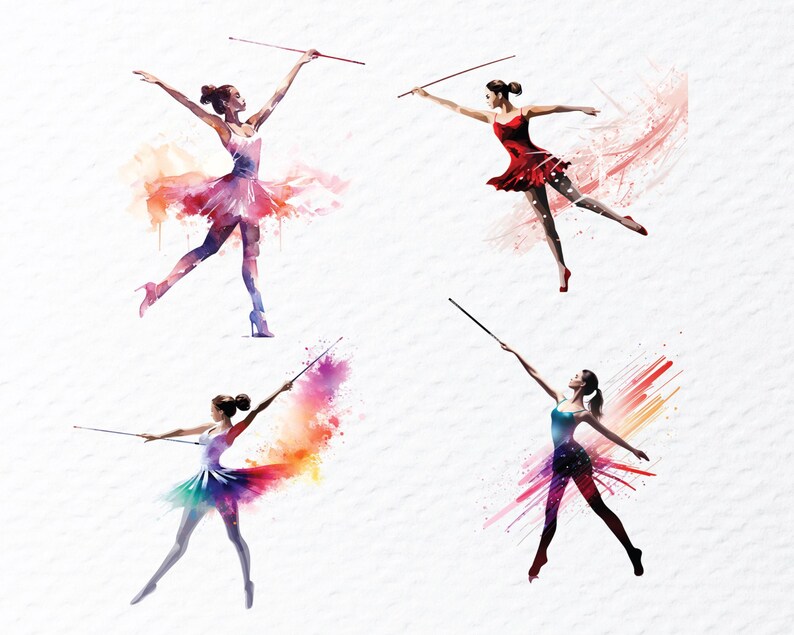 Watercolor Baton Twirling PNG Clipart Bundle (digital Download) - Etsy