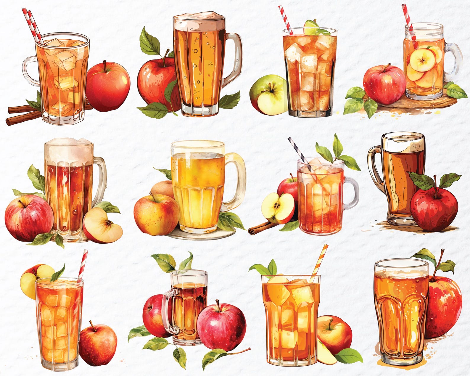Hot Apple Cider Clipart Png, Watercolor Apple Cider Png Files ...