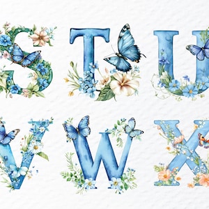 Watercolor Spring Floral Alphabet PNG Clipart Bundle (digital Download ...