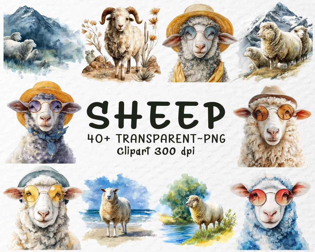 Sheep Bundle, Farm Sheep PNG, Lamb Animal Clipart, Rustic Design Files ...