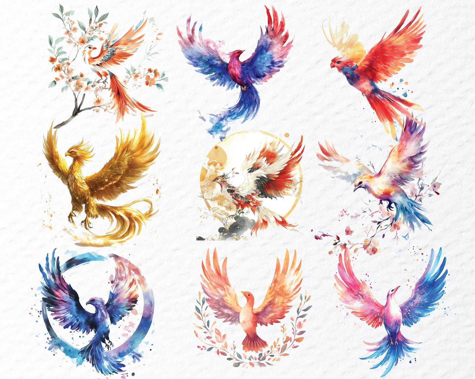 Phoenix Png Clipart Bundle | Watercolor Phoenix Png Files | Phoenix ...