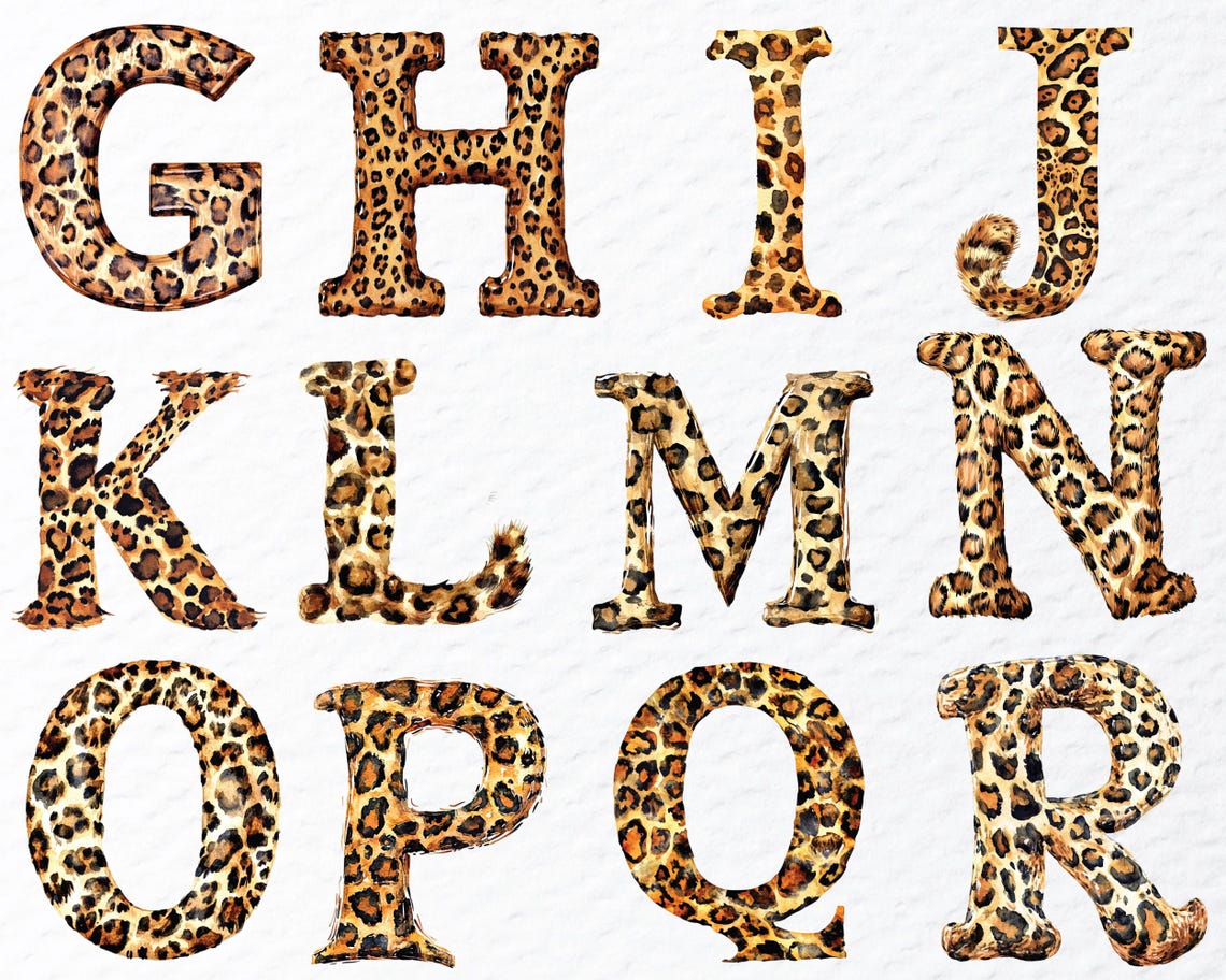 Watercolor Leopard Alphabet PNG Clipart Bundle (digital Download) - Etsy