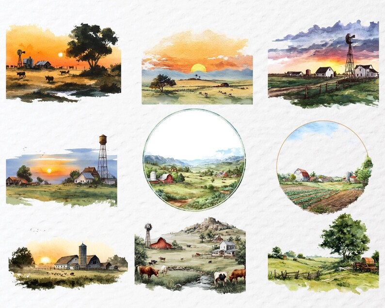 Farm Ranch PNG Bundle, Country Farm Life, Rustic Agriculture Clipart ...