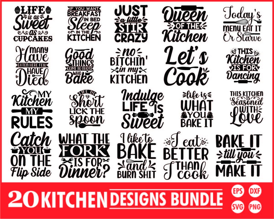 Kitchen SVG Bundle, Kitchen Png Bundle, Kitchen Dxf Bundle, Kitchen Eps ...