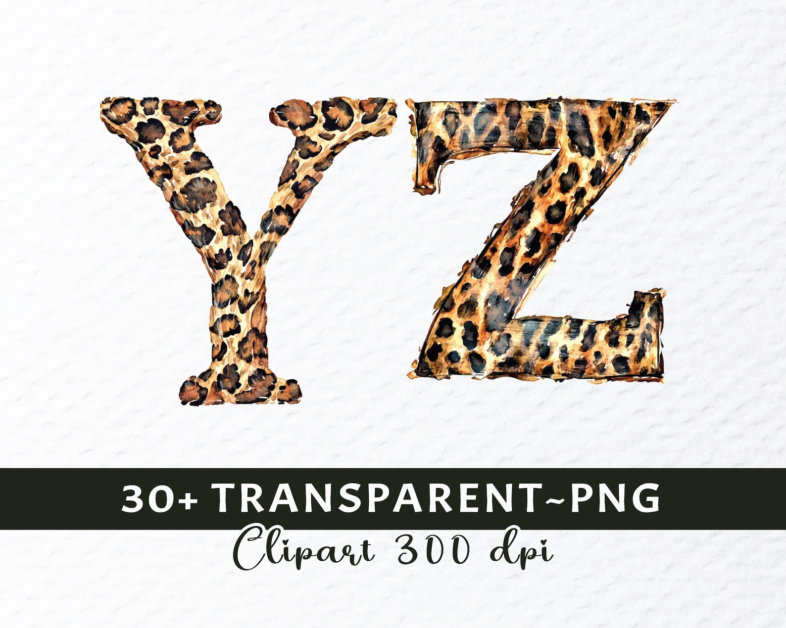 Watercolor Leopard Alphabet PNG Clipart Bundle (digital Download) - Etsy