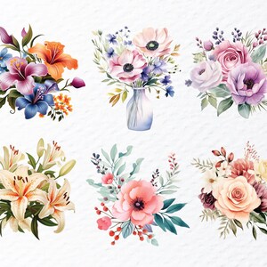 Watercolor Flower Clipart Bundle: Floral PNG Files (digital Download ...
