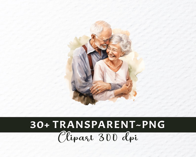 Grandparents Clipart Png Bundle, Watercolor Grandparents Png, Grandma ...