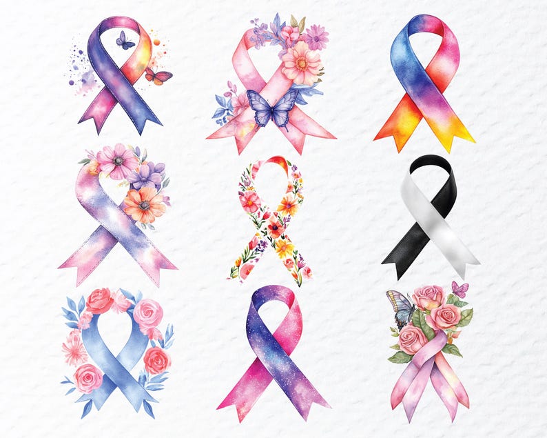 Awareness Ribbon Png Clipart Bundle | Watercolor Awareness Ribbon Png ...