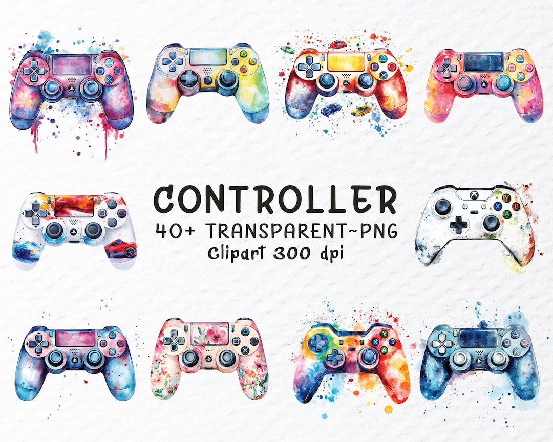 Watercolor Controller Png Clipart Bundle, Game Controller Png Files ...
