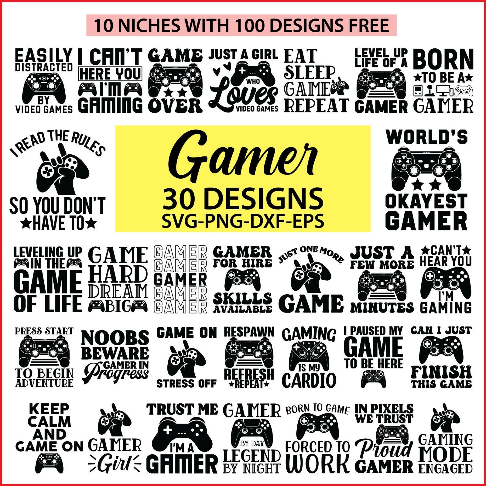 Gamer SVG Designs Bundle, Funny Gamer SVG, Gamer Svg, Video Games Svg ...