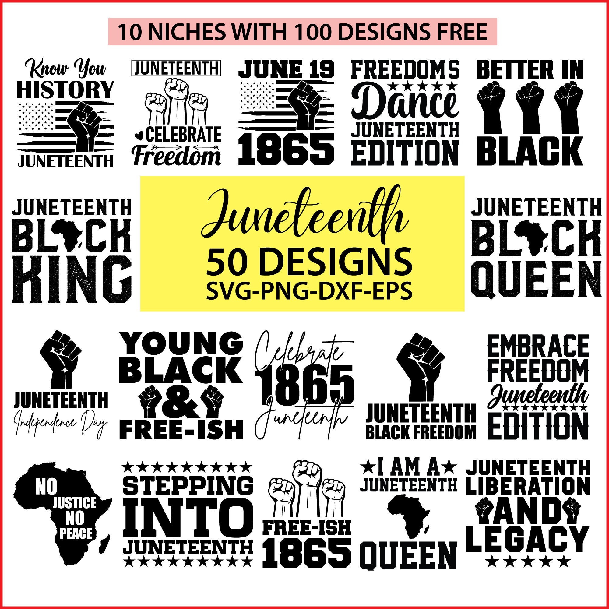 Juneteenth Svg Designs Bundle, Juneteenth Kwanzaa Png Bundle, Celebrate ...