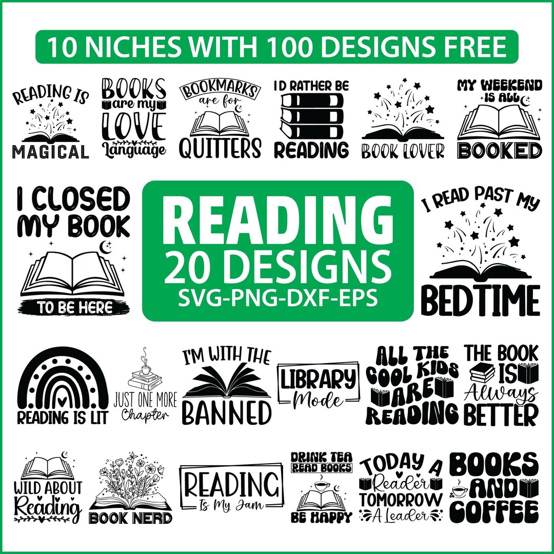 Reading SVG Bundle, Book Lovers Svg, Librarian Svg, Book Quotes Svg ...