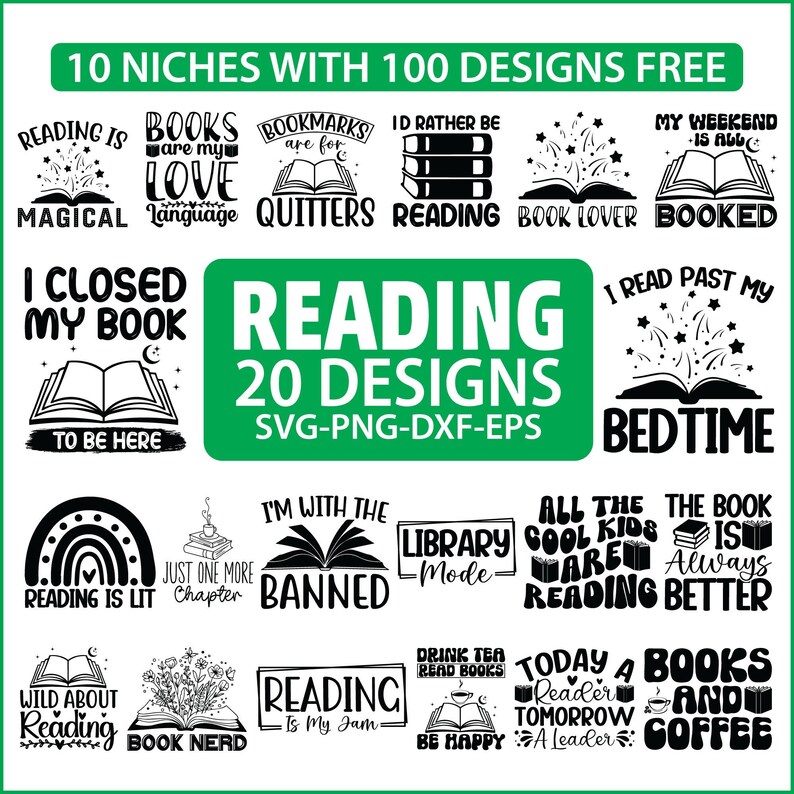 Reading SVG Bundle, Book Lovers Svg, Librarian Svg, Book Quotes Svg ...