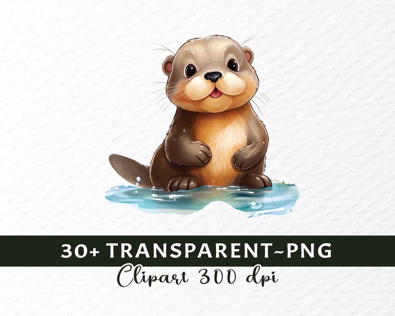Watercolor Otter Clipart Bundle: Woodland Animal PNG Files (digital ...