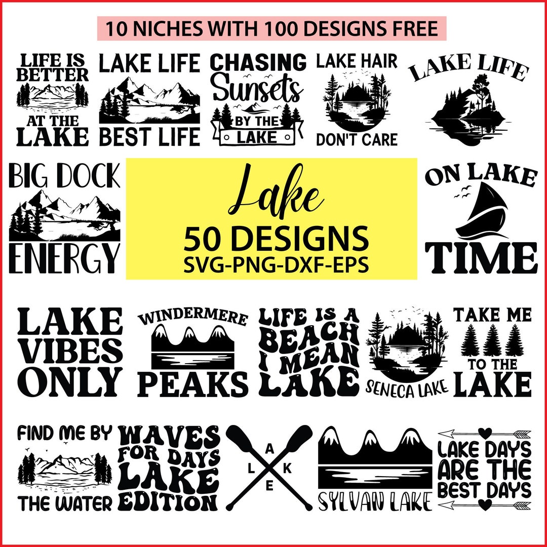 Lake Svg Designs Bundle, Lake Life Svg, Lake Png, Lake House Svg, Lake ...