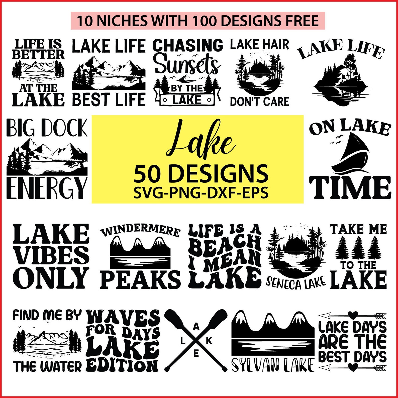 Lake Svg Designs Bundle, Lake Life Svg, Lake Png, Lake House Svg, Lake ...