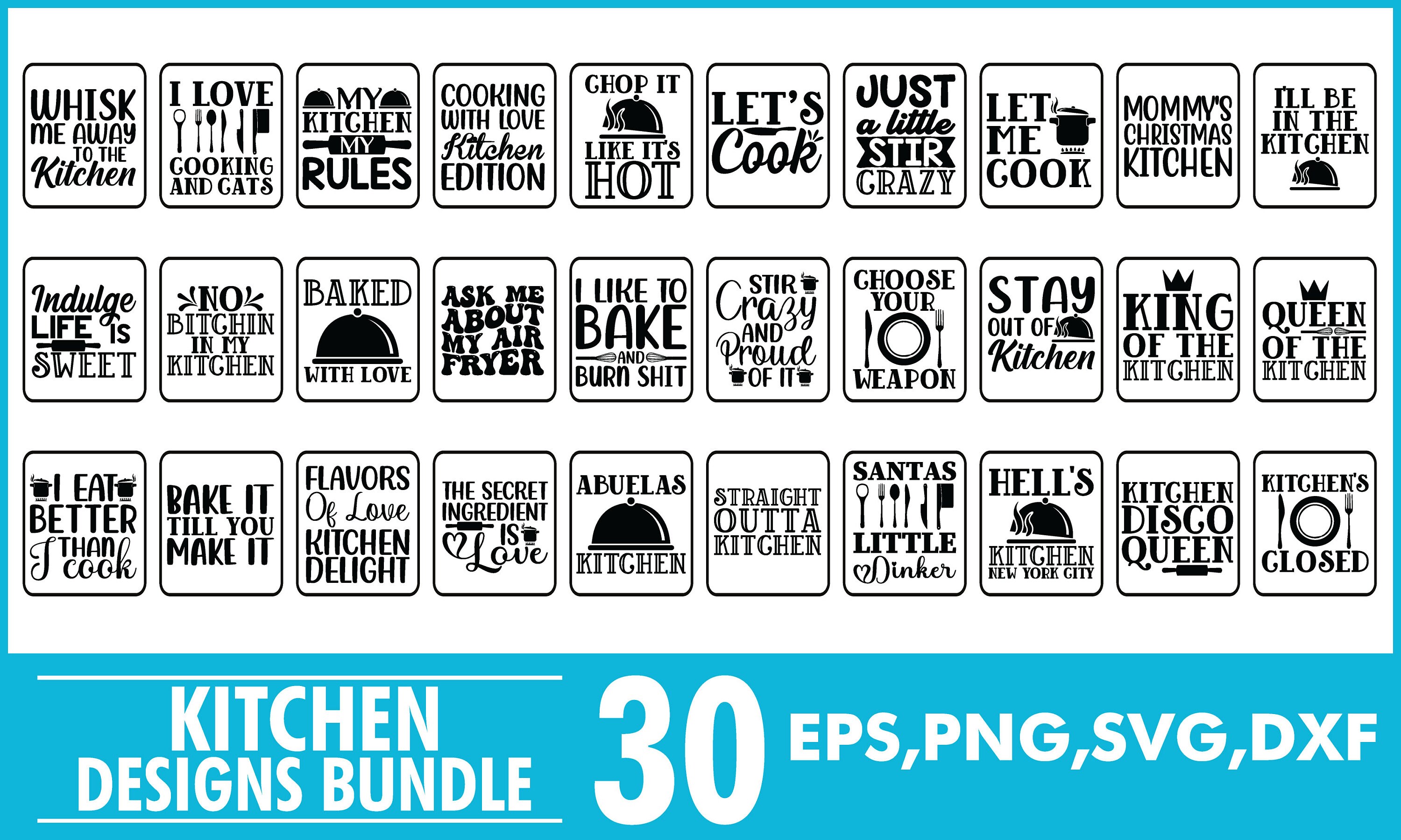 Funny Kitchen SVG Designs Bundle, Kitchen Saying, Kitchen Quote, Apron ...