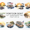 Pontoon Boat SVG Bundle: Clipart, Vector Graphics (digital Download ...