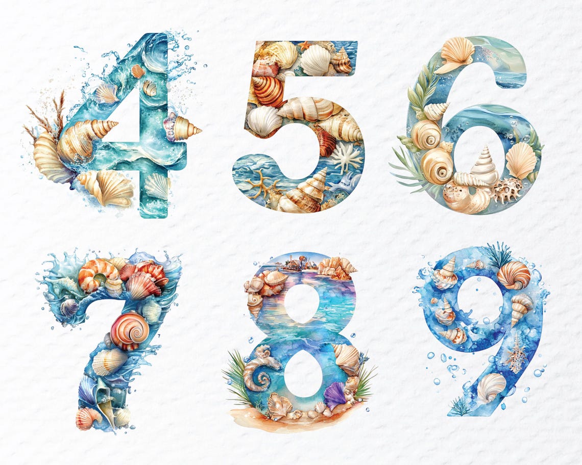 Watercolor Seashell Alphabet Clipart Bundle (PNG Files) - Etsy