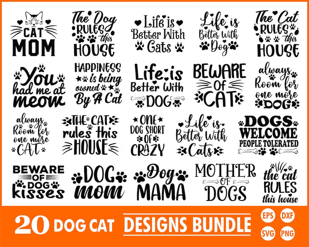 Dog Cat SVG Bundle, Dog Cat Png Bundle, Dog Cat Dxf Bundle, Dog Cat Eps ...
