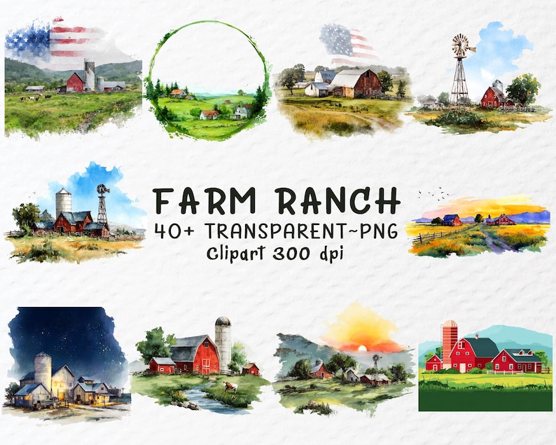Farm Ranch PNG Bundle, Country Farm Life, Rustic Agriculture Clipart ...