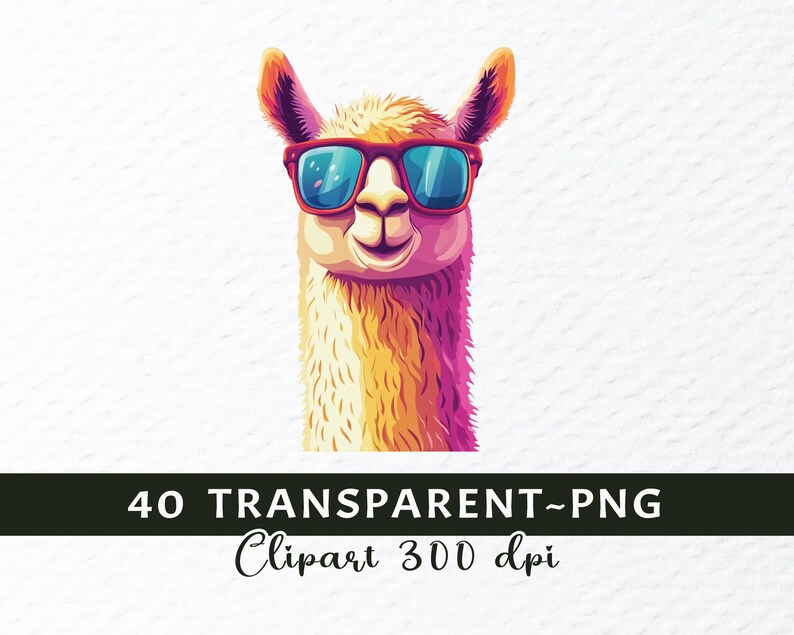 Watercolor Llama PNG Clipart Bundle: Farm Animal Graphics (digital ...