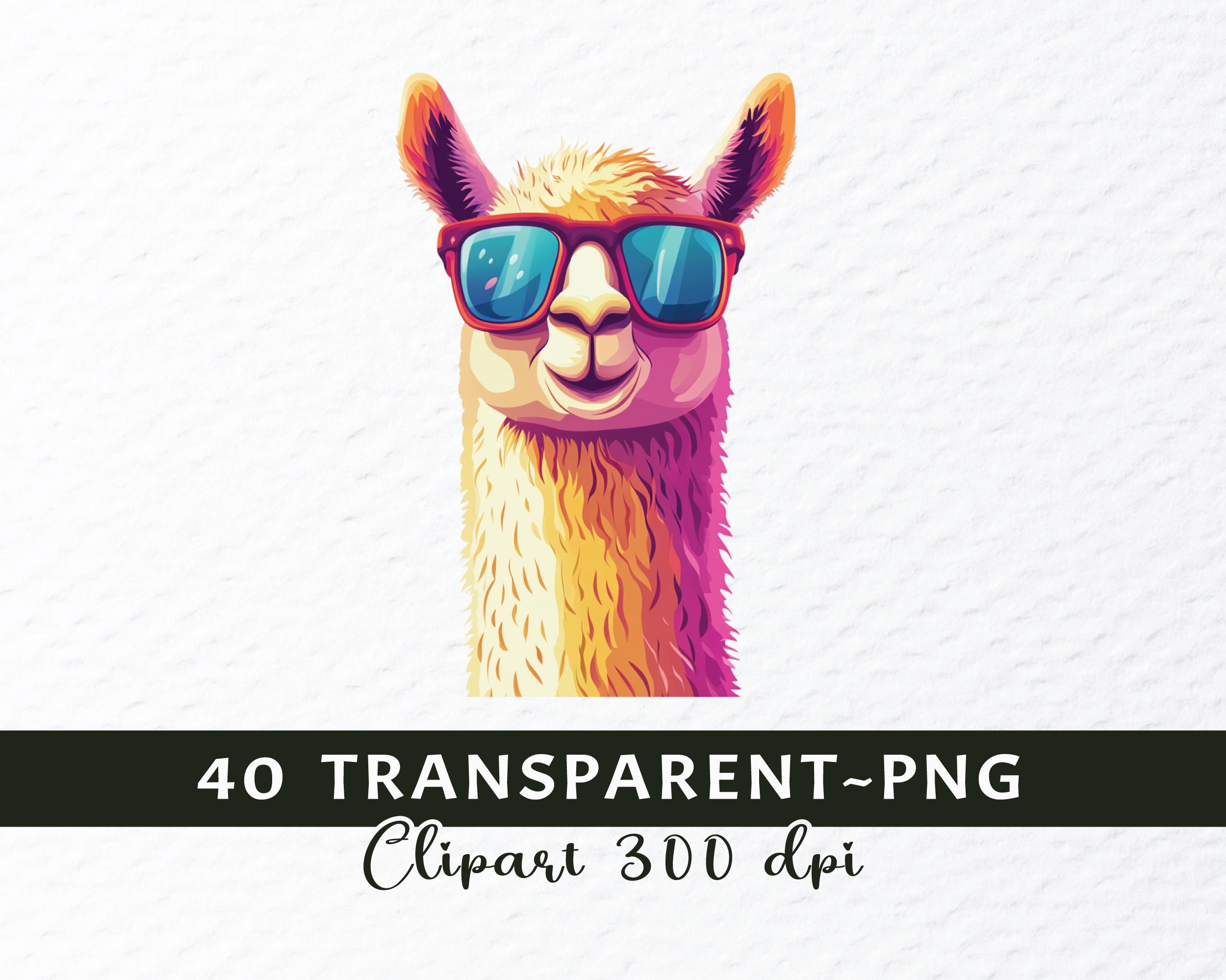 Watercolor Llama PNG Clipart Bundle: Farm Animal Graphics (digital ...