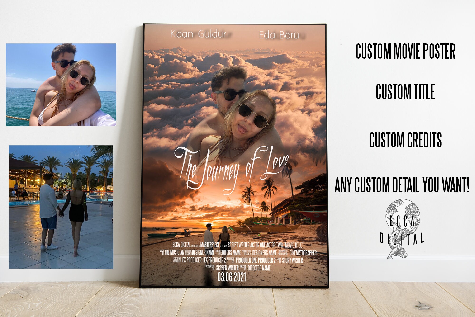 Custom Movie Poster Made From Your Photos Gift Valentines Day Birthday ...