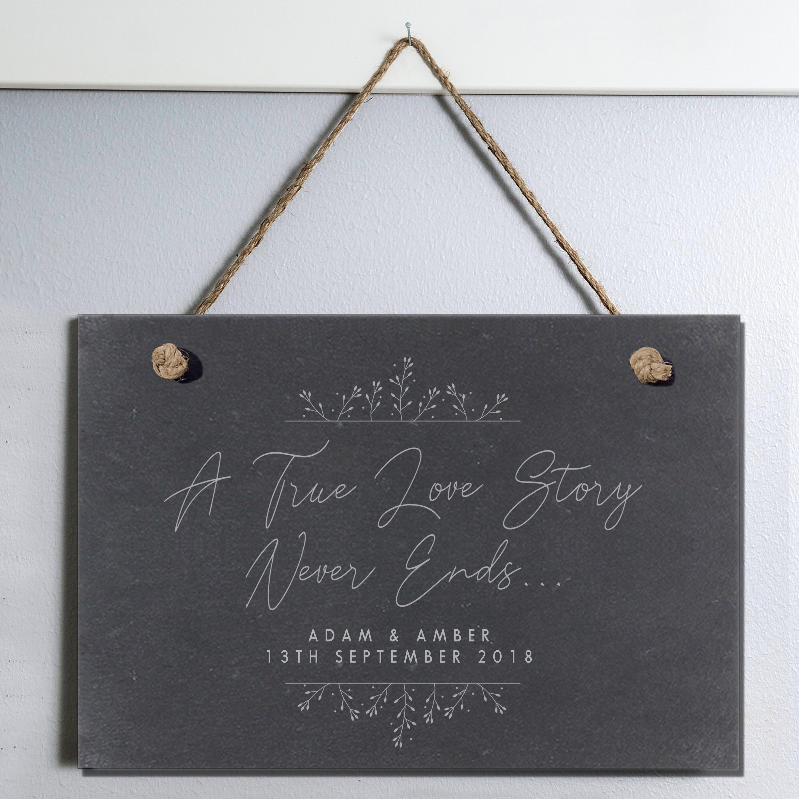 Personalised True Love Story Hanging Slate Sign True Love Story Gifts ...