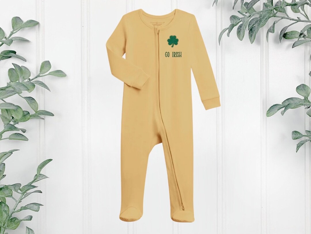Irish Shamrock Embroidered Kids Footie Pajamas, Infant Pajamas, Toddler ...