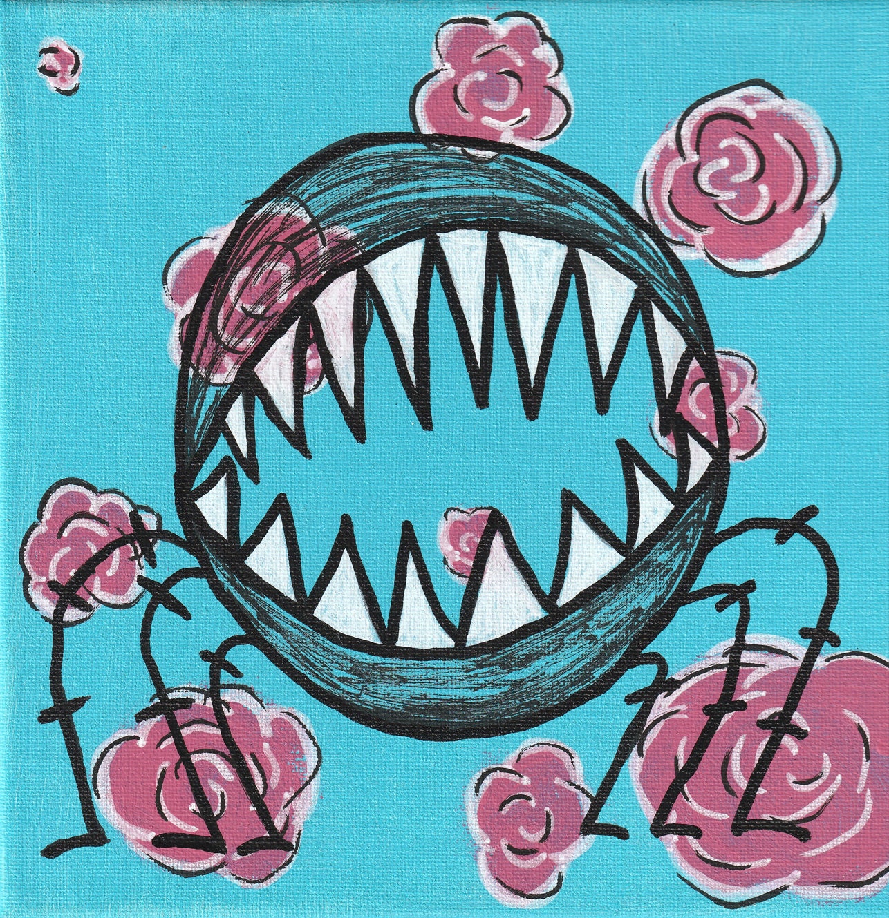 Handmade Monster Painting Customizable Floral Monster Painting, One-of ...