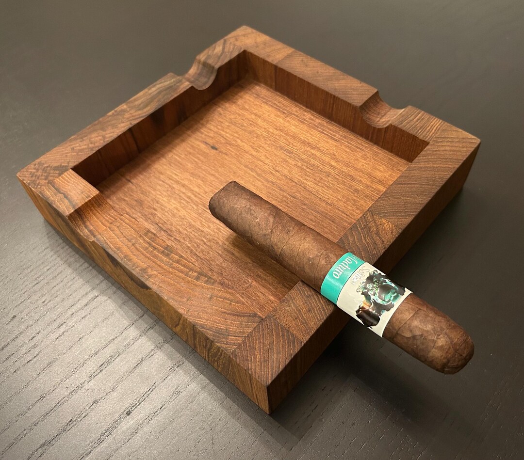 The Quad - Handmade Wooden Teak Cigar Ashtray (gift for Dad, Husband ...