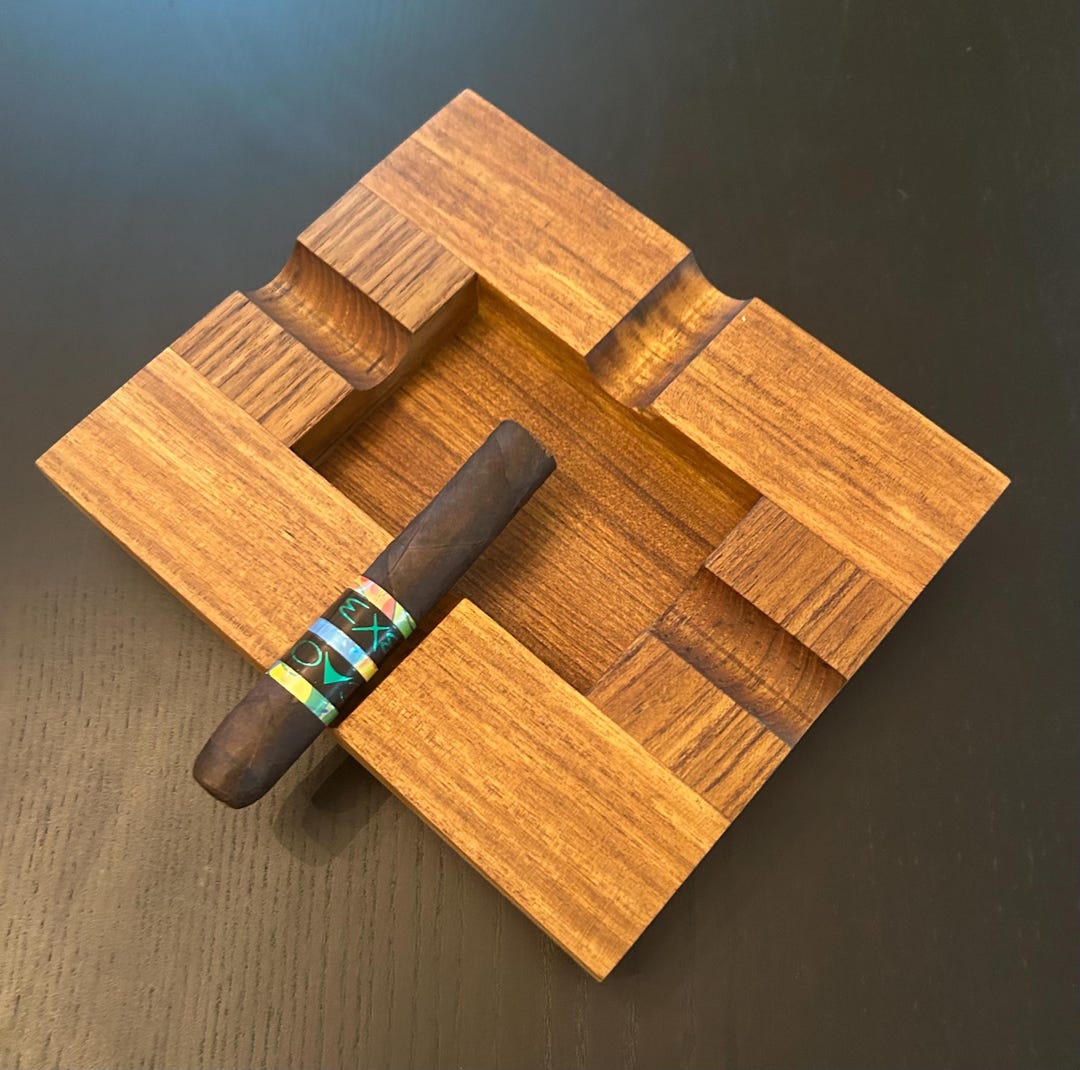 The Lift - Handmade Wooden Teak Cigar Ashtray (gift for Dad, Husband ...